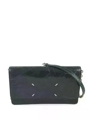 MAISON MARGIELA Four Stitches Crinkled-leather Chain Wallet - Blue