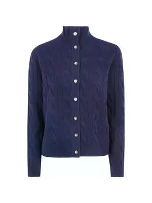 JCSOPHIE Cable-knit Button-up Cardigan - Blue