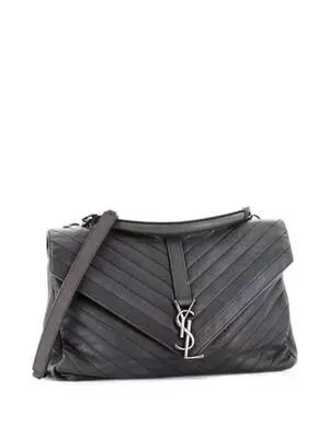 Saint Laurent Classic Monogram College Bag Matelasse Chevron Leather Large Shoulder Bag