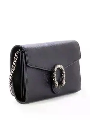 Gucci Dionysus Chain Wallet Leather With Embellished Detail Small Crossbody Bag - Black