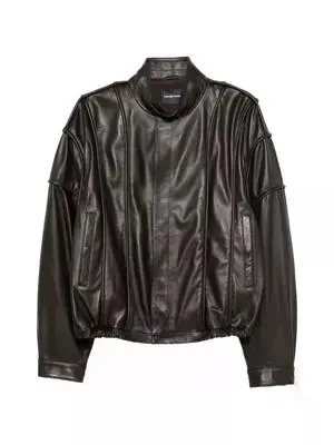 Emporio Armani Panelled Leather Jacket - Brown