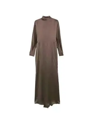 Max Mara Satin High-neck Maxi Dress - Brown