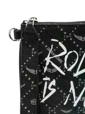 Zadig&Voltaire Slogan-print Grained-leather Clutch Bag