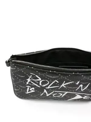 Zadig&Voltaire Slogan-print Grained-leather Clutch Bag