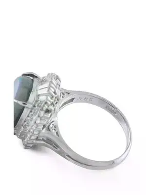 LB EXCLUSIVE Black Opal And Diamond Halo Ring