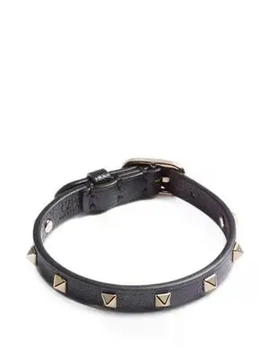 Valentino Garavani Spike Leather Bracelet - Black