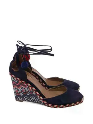 AQUAZZURA Wedge Espadrilles With Pom-pom Embellishments