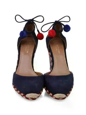 AQUAZZURA Wedge Espadrilles With Pom-pom Embellishments