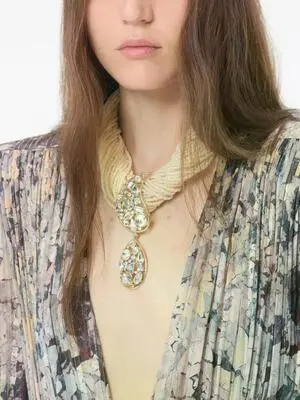 Valentino Garavani Hypergoutte Torchon Necklace In Metal, Beads And Crystals - Gold