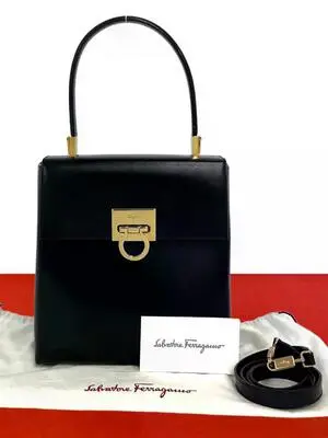FERRAGAMO 2010-2026 Leather Gancini Top Handle Bag Satchel