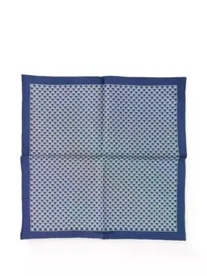FERRAGAMO Tournament-print Silk Pocket Square Citymatch Capsule - Blue