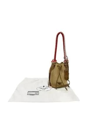 Prada 2013-2026 Mini Raffia Effect Crochet Bucket Bag Satchel
