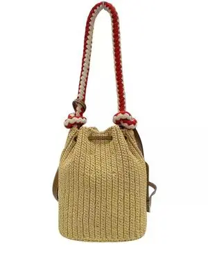Prada 2013-2026 Mini Raffia Effect Crochet Bucket Bag Satchel