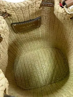 Prada 2013-2026 Mini Raffia Effect Crochet Bucket Bag Satchel