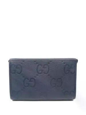 Gucci 2016-2026 Jumbo Gg Calfskin Pouch Clutch Bag - Blue