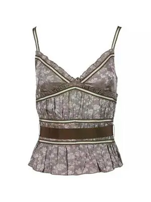 KNWLS Freya Ruffled Floral-print Camisole Top - Brown