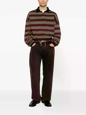 Rhude Striped Long-sleeve Polo Shirt - Green