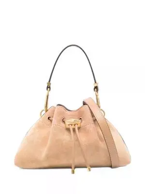 JIMMY CHOO Cinch Small Toffee Suede Shoulder Bag