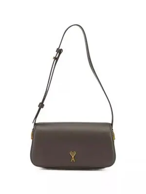 AMI Paris Cowhide Leather Paris Paris Shoulder Bag - Brown