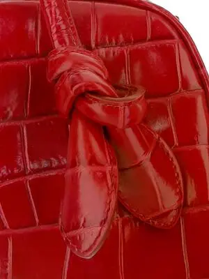 Jacquemus Leather Croc-effect Knotted Top Handle Bag With Silver-tone Hardware