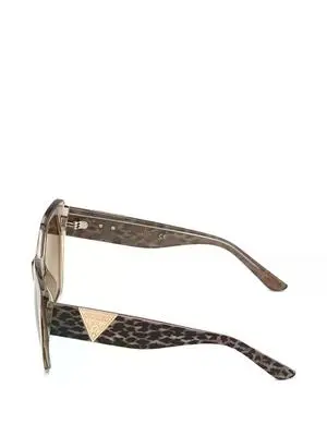 Guess Geometric Frame Sunglasses With Leopard Print