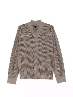 Emporio Armani Chevron-knit Lightweight Jacket - Neutrals