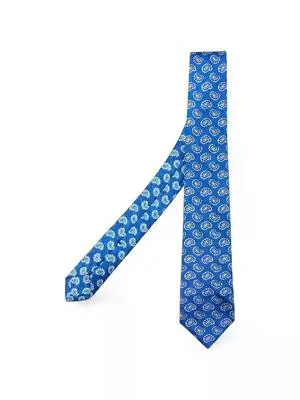 Kiton Paisley-print Silk Tie - Blue