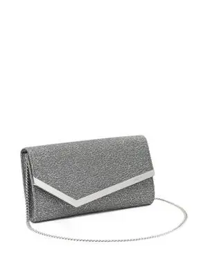 JIMMY CHOO Emmie Glitter-effect Clutch Bag - Silver