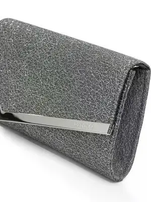 JIMMY CHOO Emmie Glitter-effect Clutch Bag - Silver