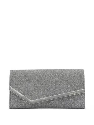 JIMMY CHOO Emmie Glitter-effect Clutch Bag - Silver