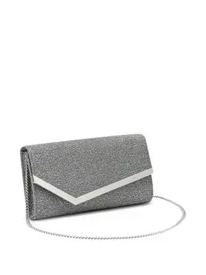 JIMMY CHOO Emmie Glitter-effect Clutch Bag - Silver