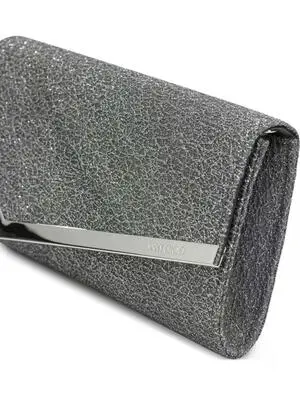 JIMMY CHOO Emmie Glitter-effect Clutch Bag - Silver