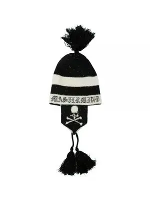 MASTERMIND WORLD Skull Print Tweed Beanie - Black