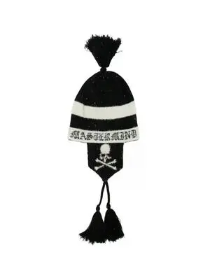 MASTERMIND WORLD Skull Print Tweed Beanie - Black