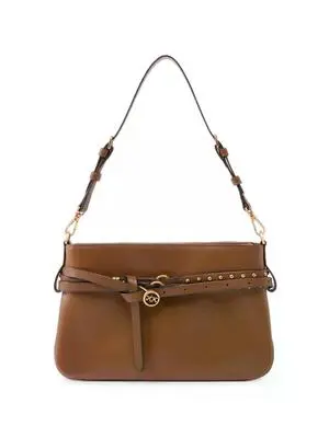 Pinko Studded Love Birds Shoulder Bag - Brown