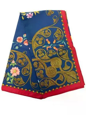 Hermès 20th Century Arabesques Silk Scarf 90 Scarves - Blue