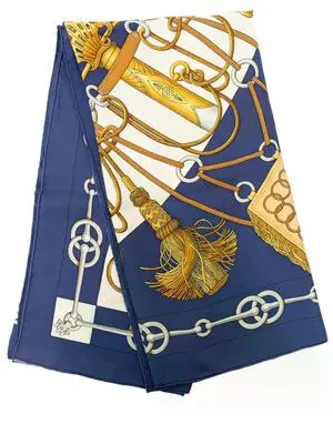 Hermès 1990-2010 Cliquetis Silk Scarf 90 Scarves - Blue