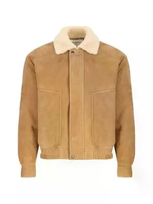 Saint Laurent Shearling-collar Suede Jacket - Brown
