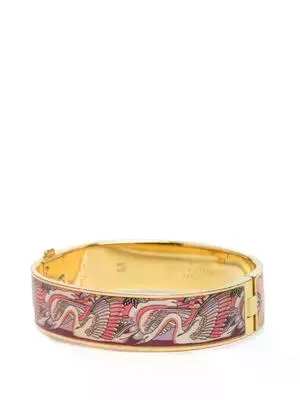 LOUIS VUITTON 2018 Plated Enamel Monogram Confidential Hinge Bracelet M Costume Bracelet - Gold