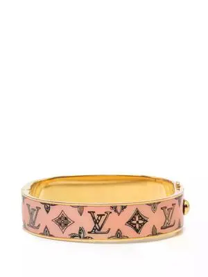 LOUIS VUITTON 2018 Plated Enamel Monogram Confidential Hinge Bracelet M Costume Bracelet