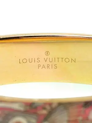 LOUIS VUITTON 2018 Plated Enamel Monogram Confidential Hinge Bracelet M Costume Bracelet