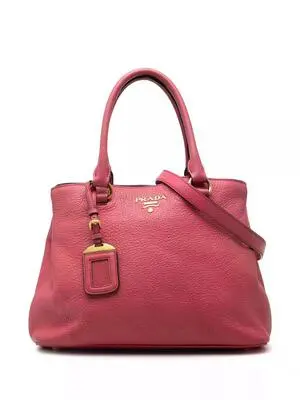 Prada 2010-2026 Vitello Daino Open Convertible Tote Satchel - Pink