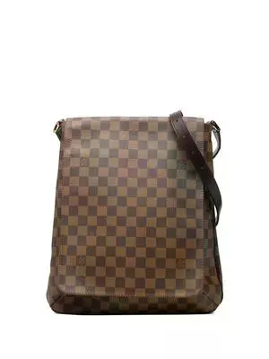 LOUIS VUITTON 2003 Damier Ebene Musette Salsa Gm Crossbody Bag - Brown