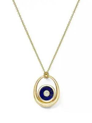 Retrouvai Compass Lapis And Diamond Necklace - Gold