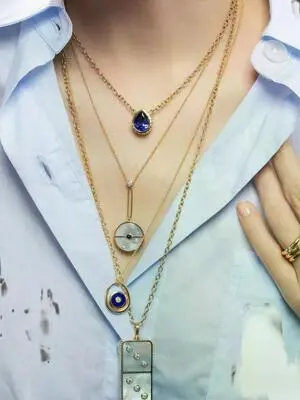 Retrouvai Compass Lapis And Diamond Necklace