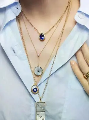 Retrouvai Compass Lapis Lazuli And Diamond Necklace