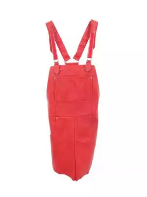 Hermès 2010s Serie Button Leather Overalls - Red