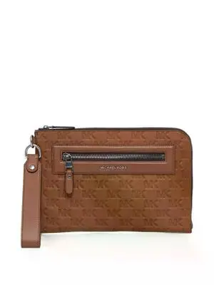 Michael Kors Logo-embossed Leather Wash Bag - Brown
