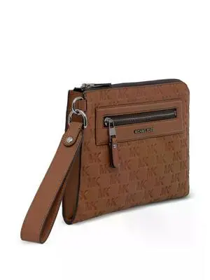 Michael Kors Logo-embossed Leather Wash Bag - Brown