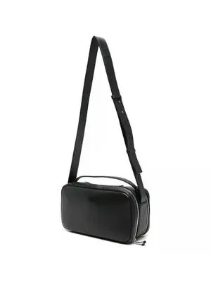 Emporio Armani Logo Stamp Leather Shoulder Bag - Black